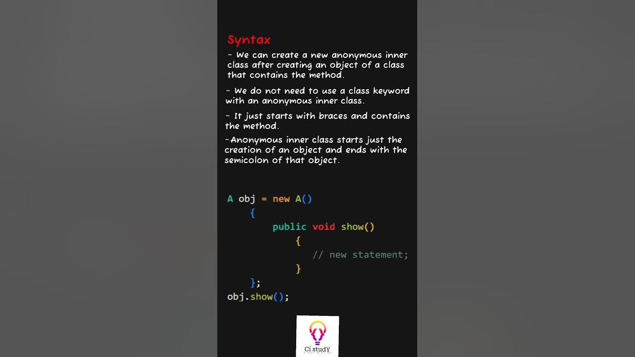 Anonymous innerclass #study #programming #inner #programminglanguage #coding #education # ...