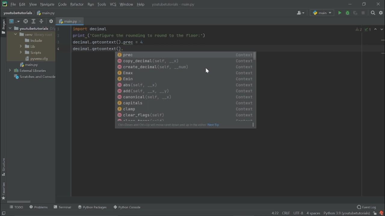 WRITE A PYTHON PROGRAM TO CONFIGURE THE ROUNDING TO ROUND TO THE FLOOR ...
