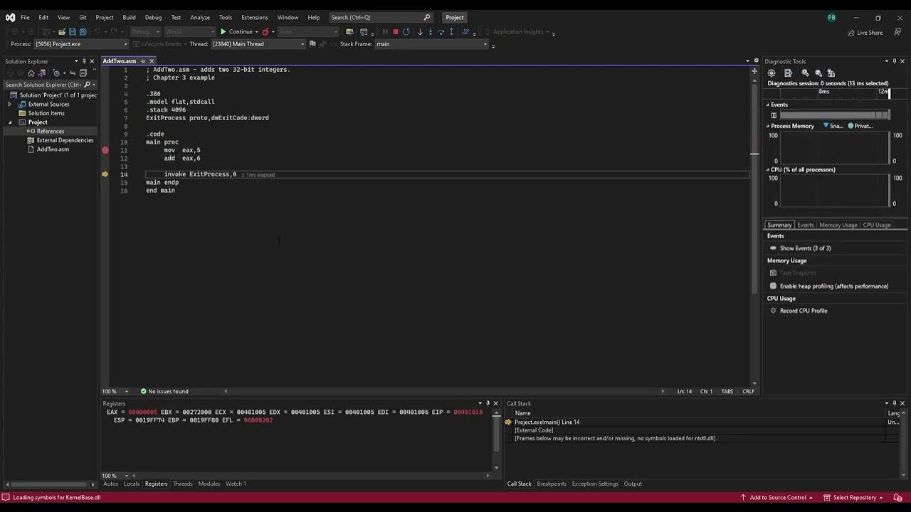 Show Running Visual Studio MASM - YouTube