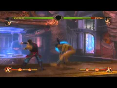 Mortal Kombat 9:Kung Lao 48% Midscreen Combo (2 bars)