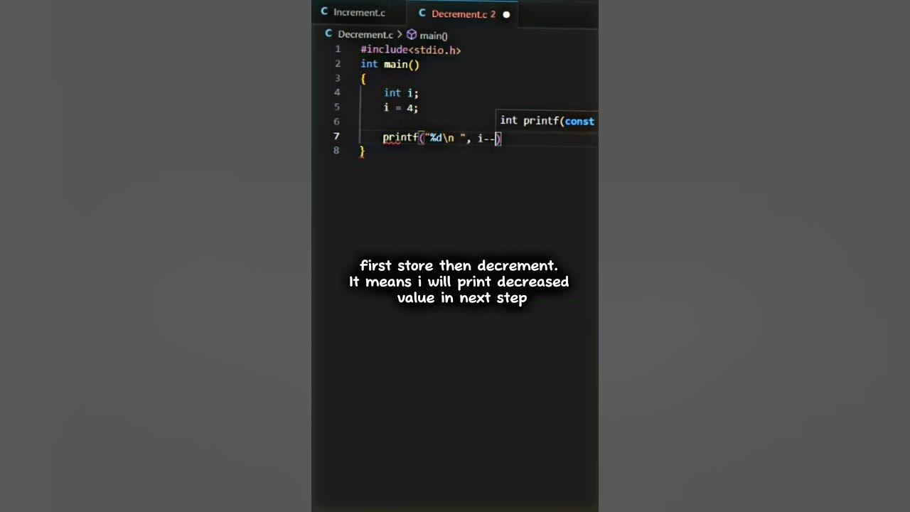 Difference between pre and post decrement..💻 #programming #coding #shorts - YouTube