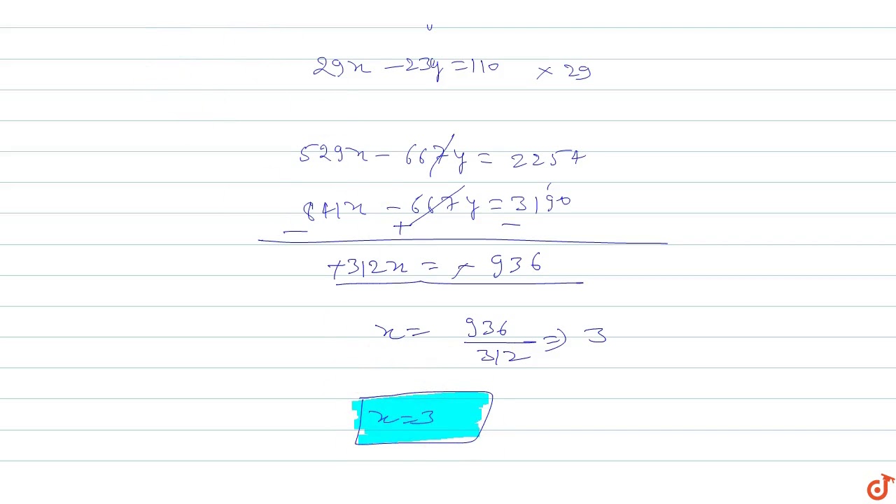 Solve The Equations 23x 29y 98 29x 23y 110 YouTube Solve The Equations 23x 29y 98 29x 23y 110 YouTube
