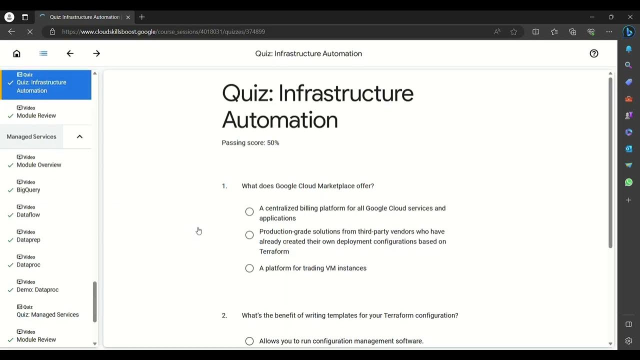 Infrastructure Automation Quiz | Elastic Google Cloud Infrastructure | Google Cloud Skills Boost ...