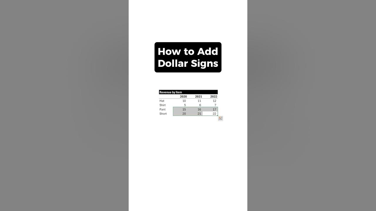How to add dollar signs in excel #excel #data #business #finance #money ...