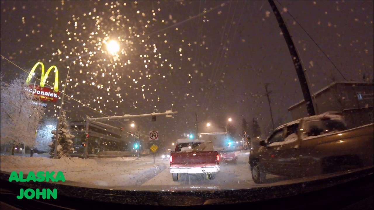 ALASKA DRIVING - Anchorage Snowy Night - January 20th 2017 - YouTube