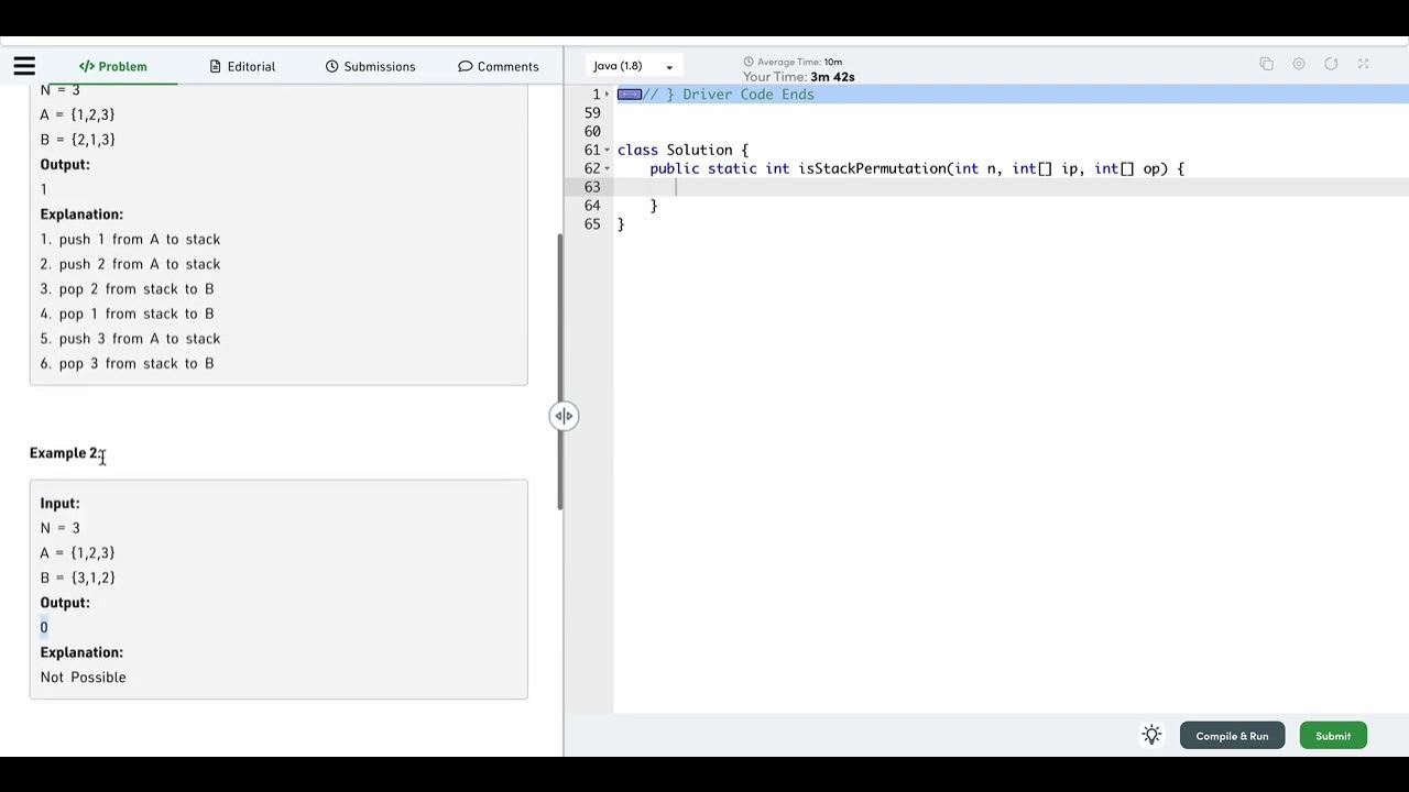 Stack Permutation Java Arrays Youtube