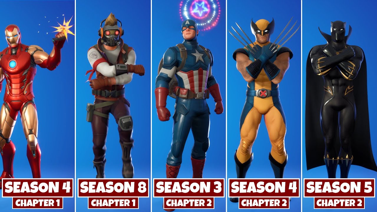 Evolution of Fortnite Marvel Emotes! (Chapter 1 Season 1 - Chapter 2 ...