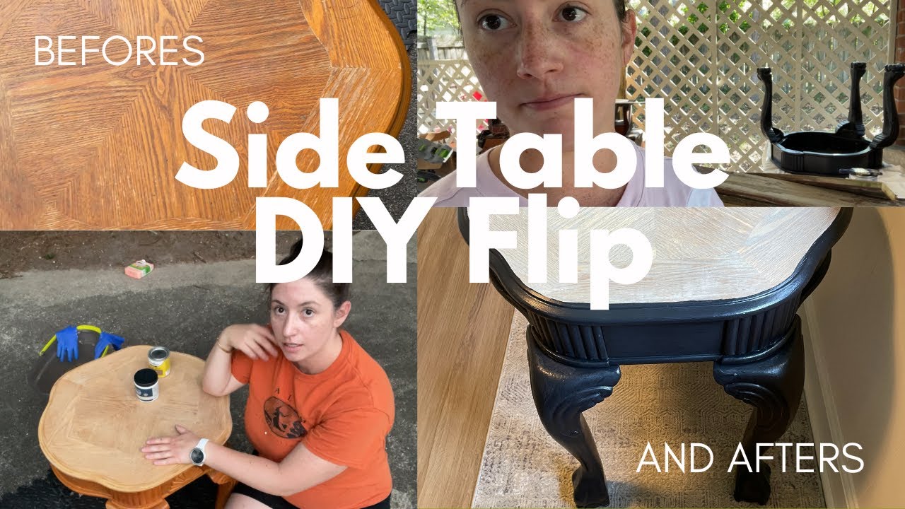 DIY SIDE TABLE FLIP || taking this $1 Yard Sale find from the 90s to ...