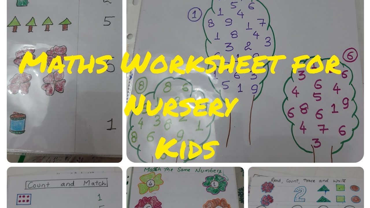 Maths worksheets for playgroup and nursery kids - YouTube