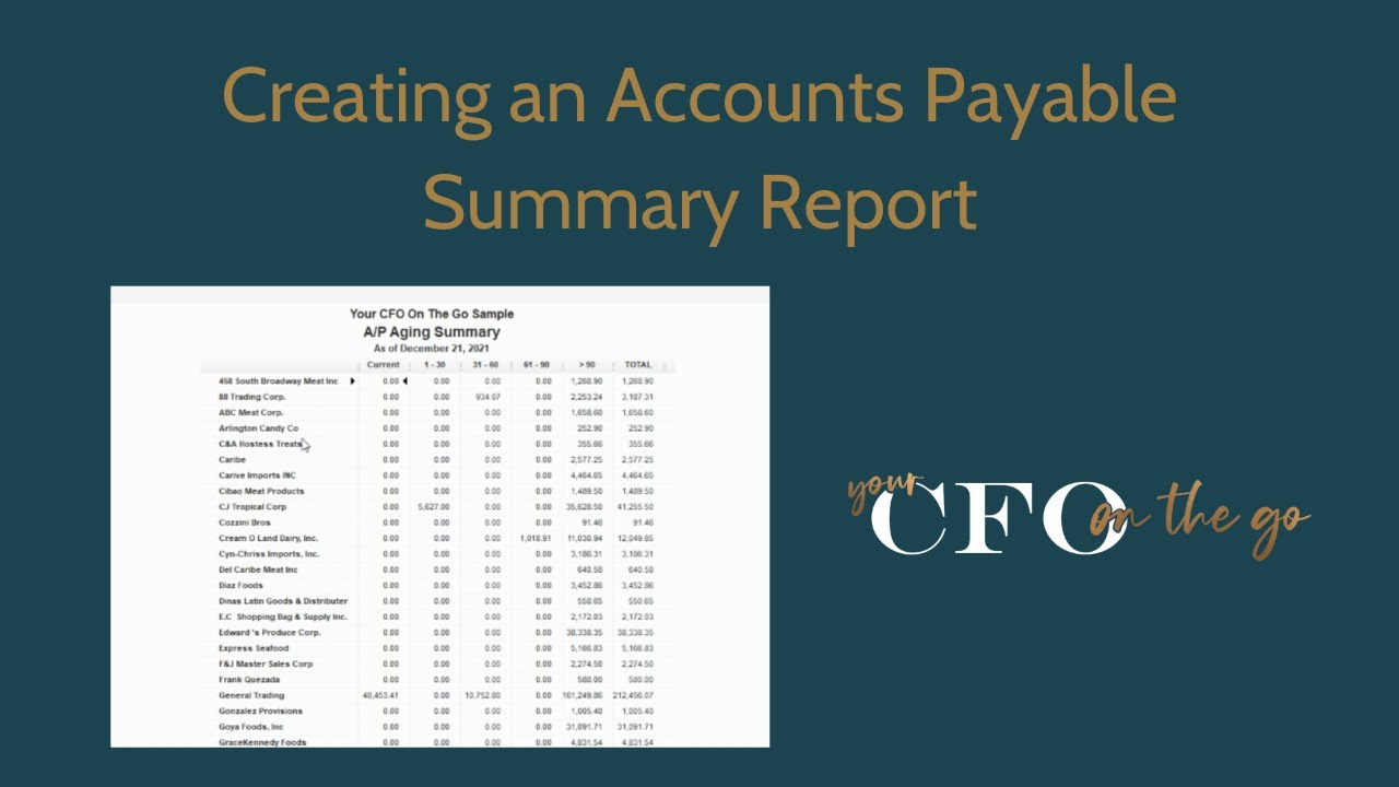 Creating an Accounts Payable Summary Report - YouTube