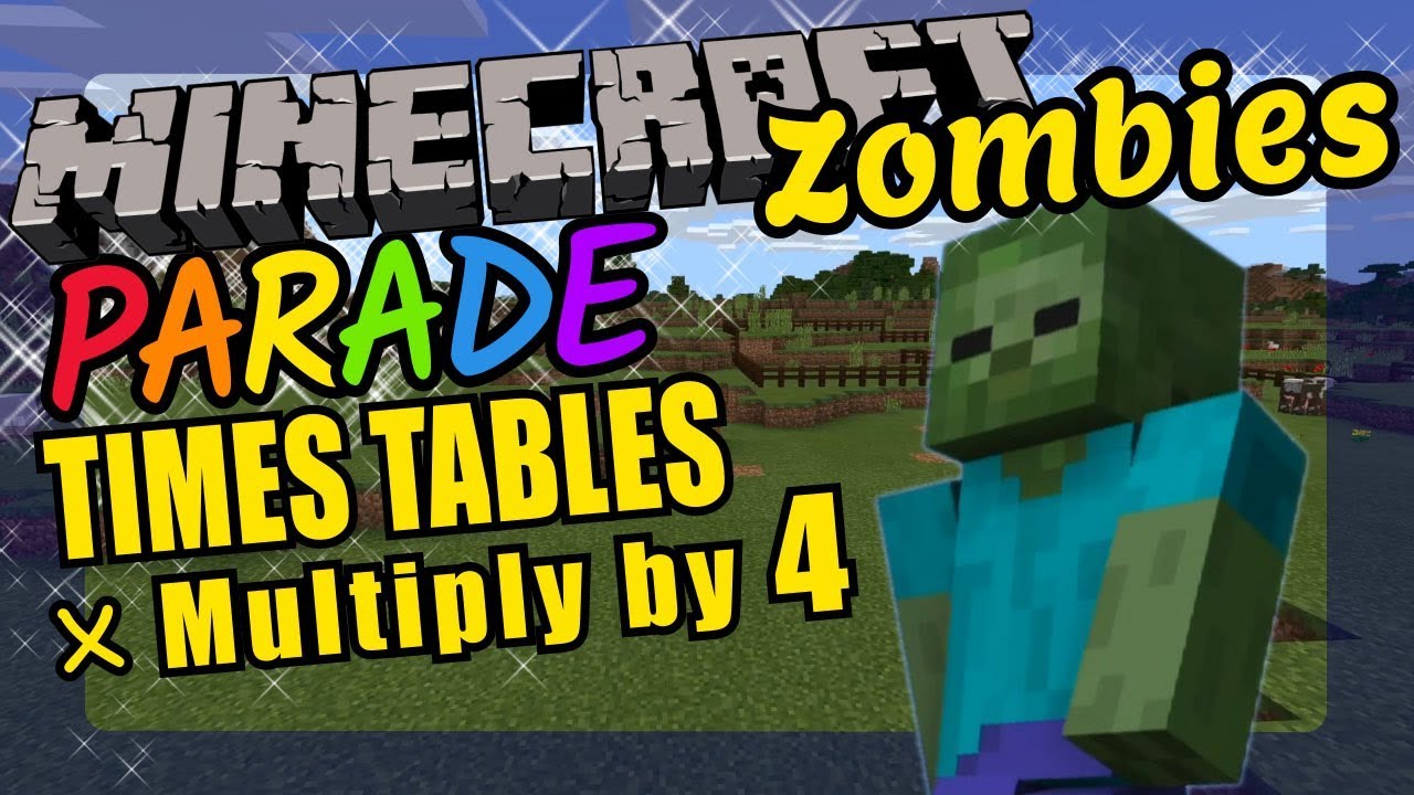Minecraft Zombies Teaching Multiplication Times Tables x4 Educational ...