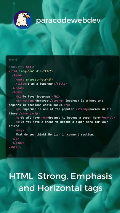 Be a Strong, Emphasis and Horizontal tags using for HTML #html #htmlcssandjavascript - YouTube
