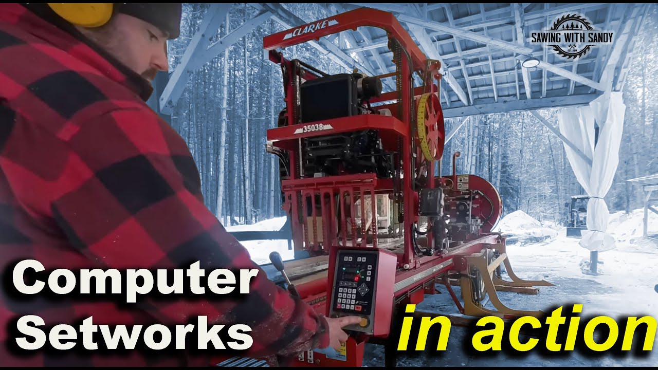 Sawing Logs on my Sawmill with Mikron Computer Setworks - YouTube