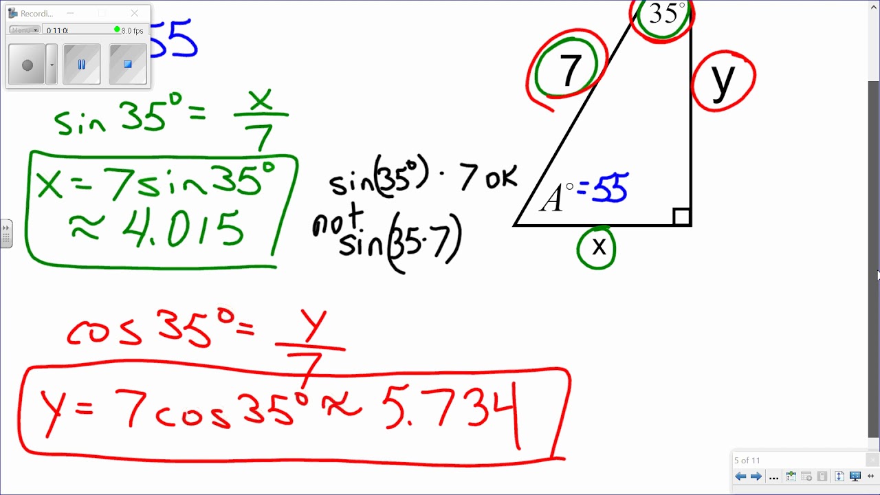 Saxon Advanced Math Lesson 14A Right Triangle Trig - YouTube