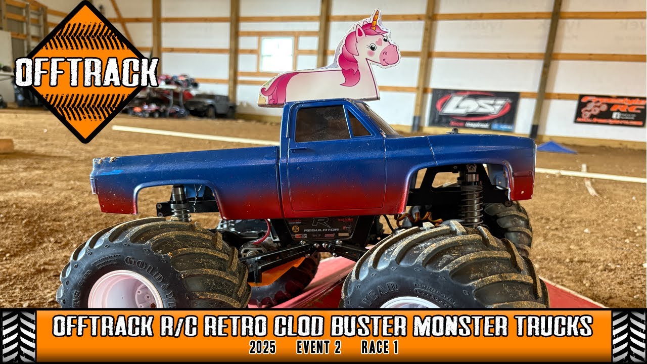 OffTrack RC Monster Trucks - Event 2 Race 1 - RETRO Class - TORNADO Track Monster Truck Racing ...