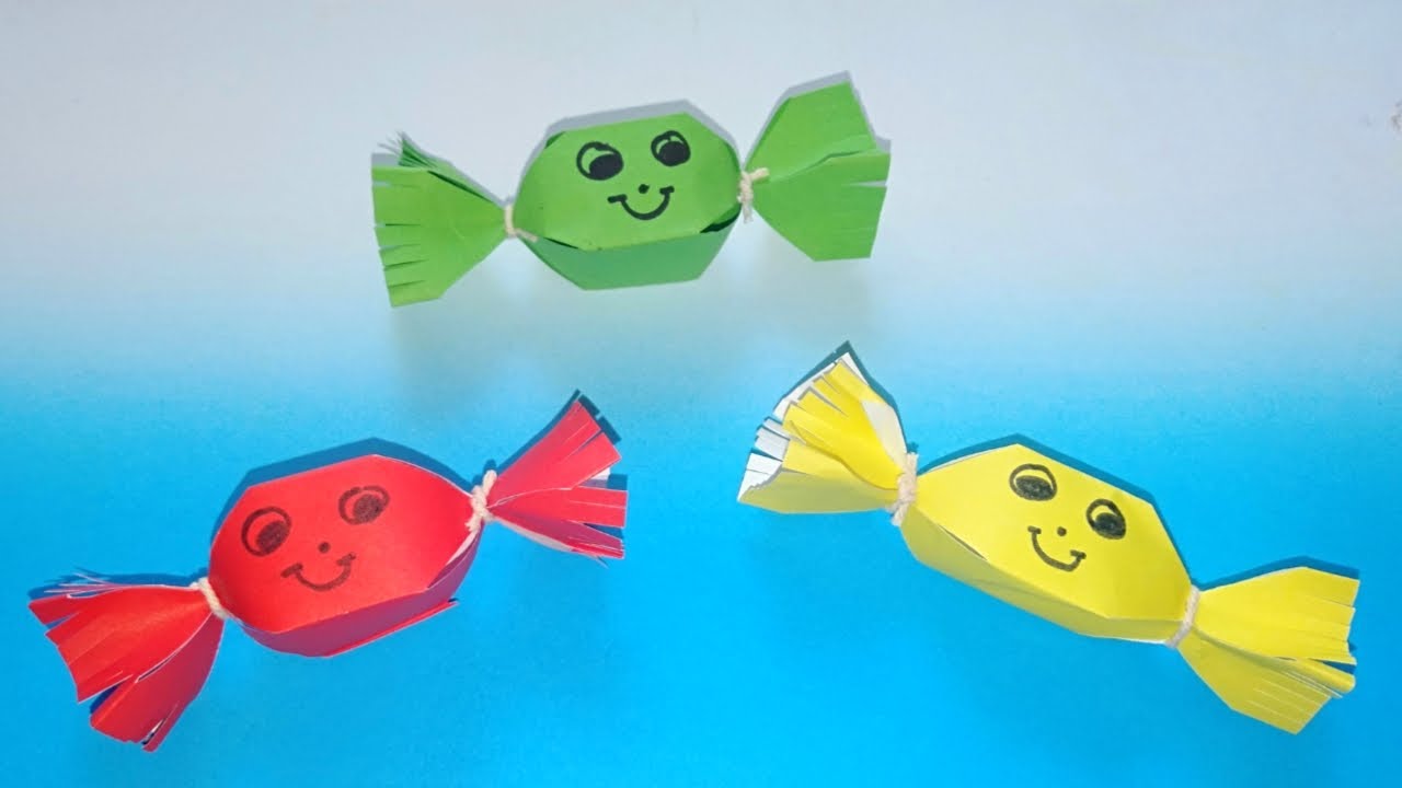 Cara membuat Permen kertas origami/how to make origami paper candy ...