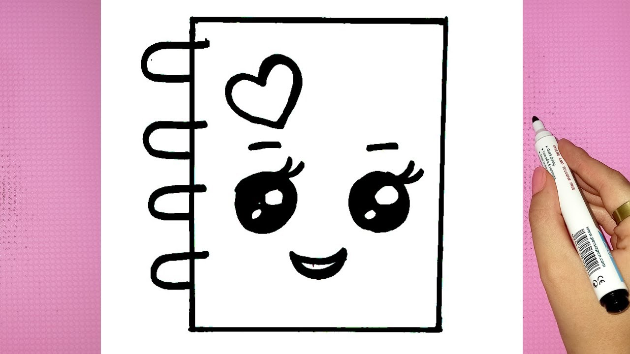 How to draw a cute notebook | Drawing a notebook step by step - YouTube