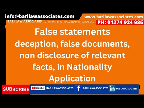 False statements, deception, false documents, non disclosure of ...