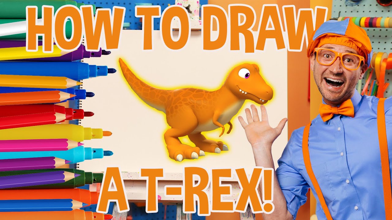 How to Draw a T REX・Blippi! Fun To Draw | Kids Art - YouTube