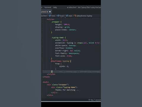 Text Typing Effect using html and css only #html #css #text #typing #effects #shorts - YouTube