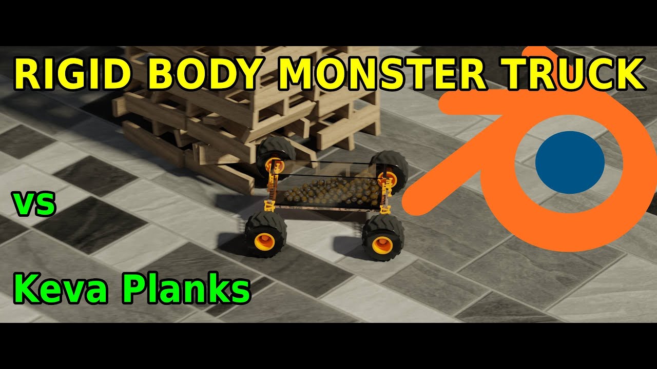 Monster Truck vs Keva Planks Rigid Body Physics Simulation Blender - YouTube