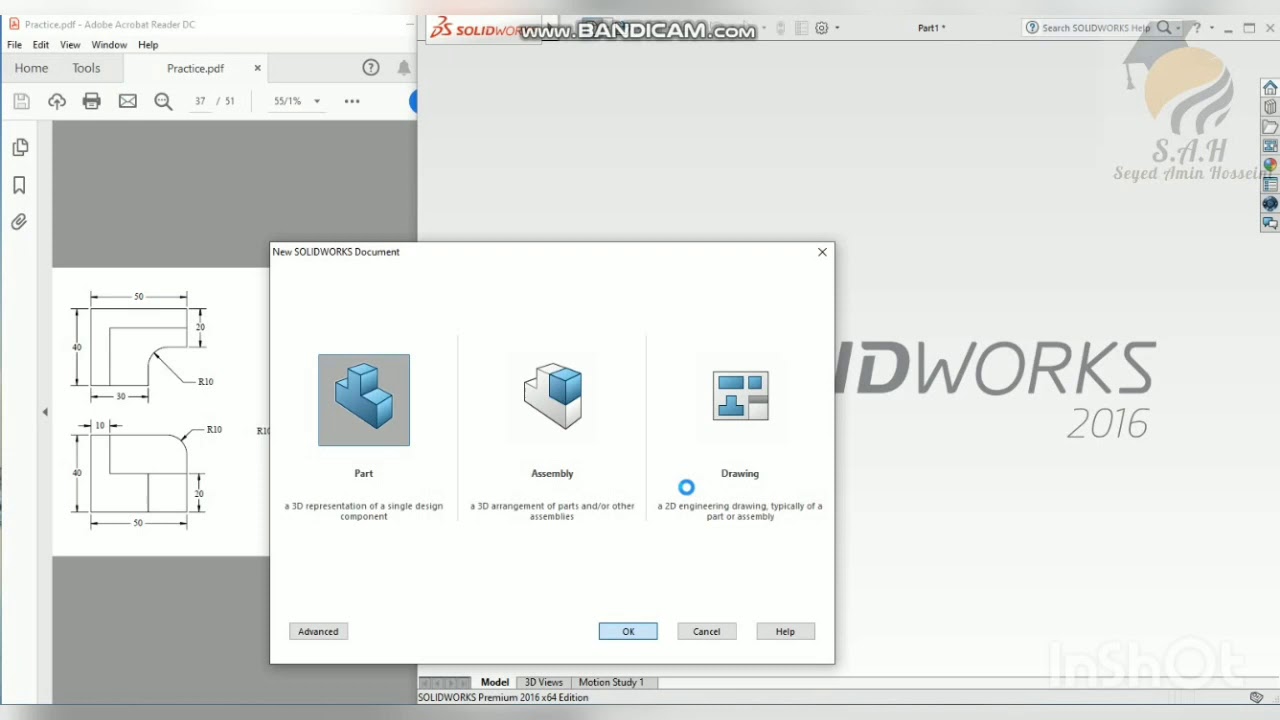 Solidwork practice Lesson 36 .. for beginners - YouTube