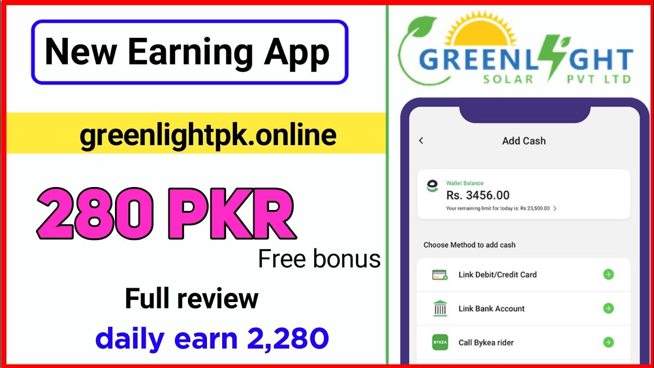 green light pk earning app || new easy paisa jazzcash earning app ...