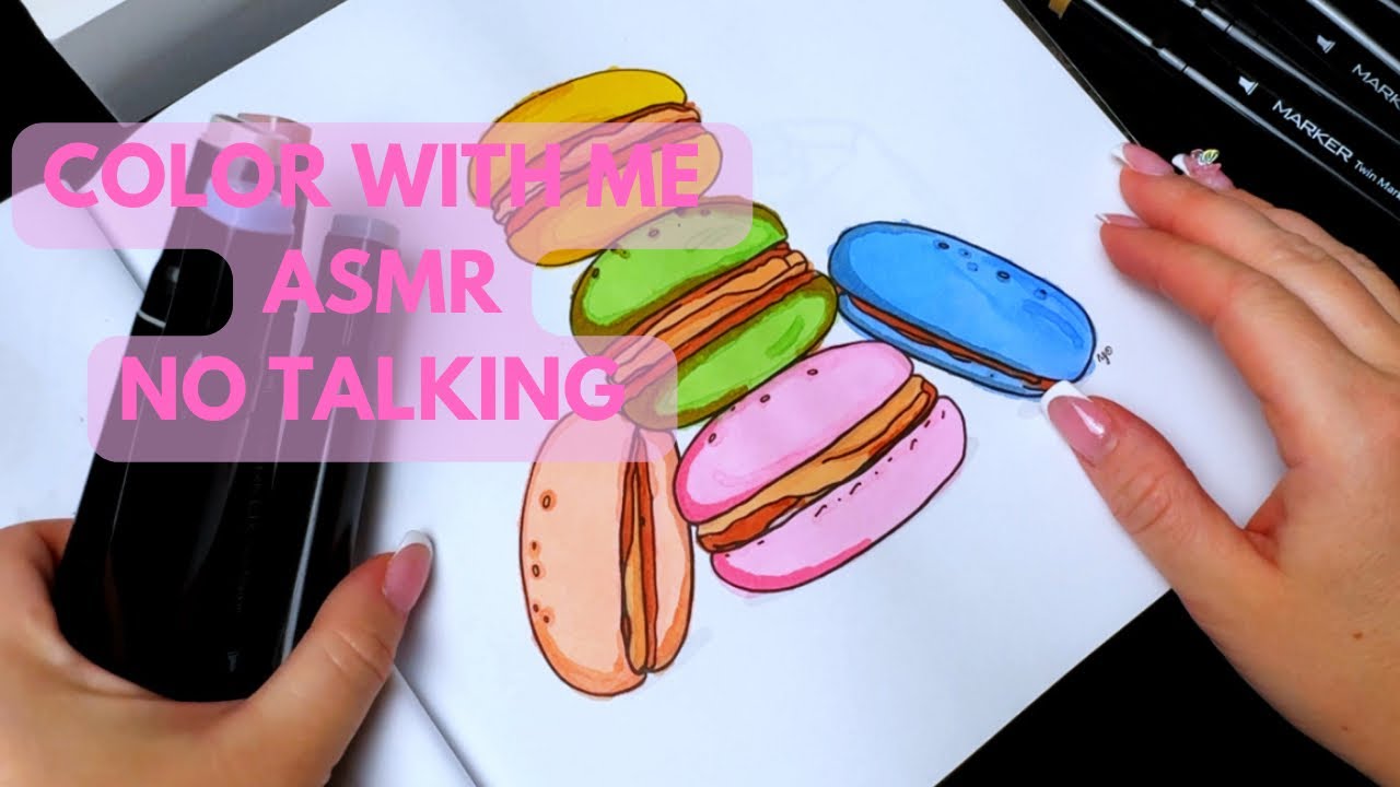 ASMR Coloring Macarons | Deliciously Fun Food Coloring Book | Relaxing ...