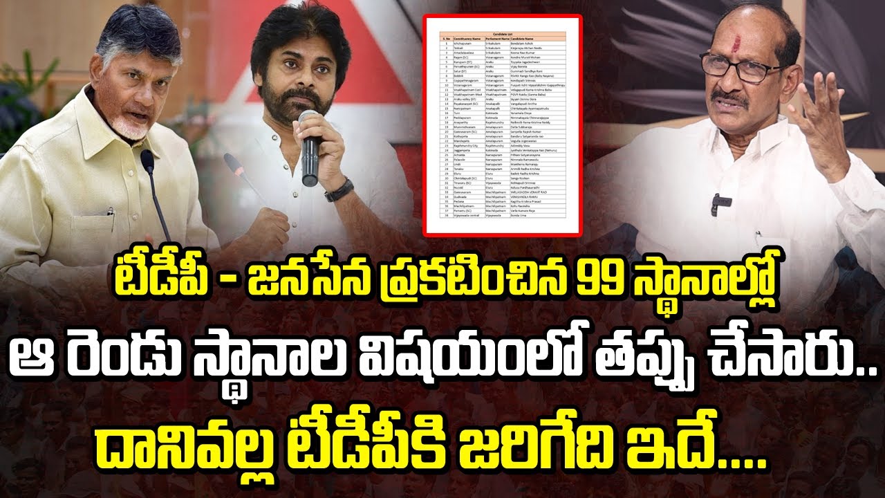 టీడీపీ - జనసేన ప్రకటించిన 99 స్థానాల్లో ఆ రెండు స్థానాల విషయంలో తప్పు ...