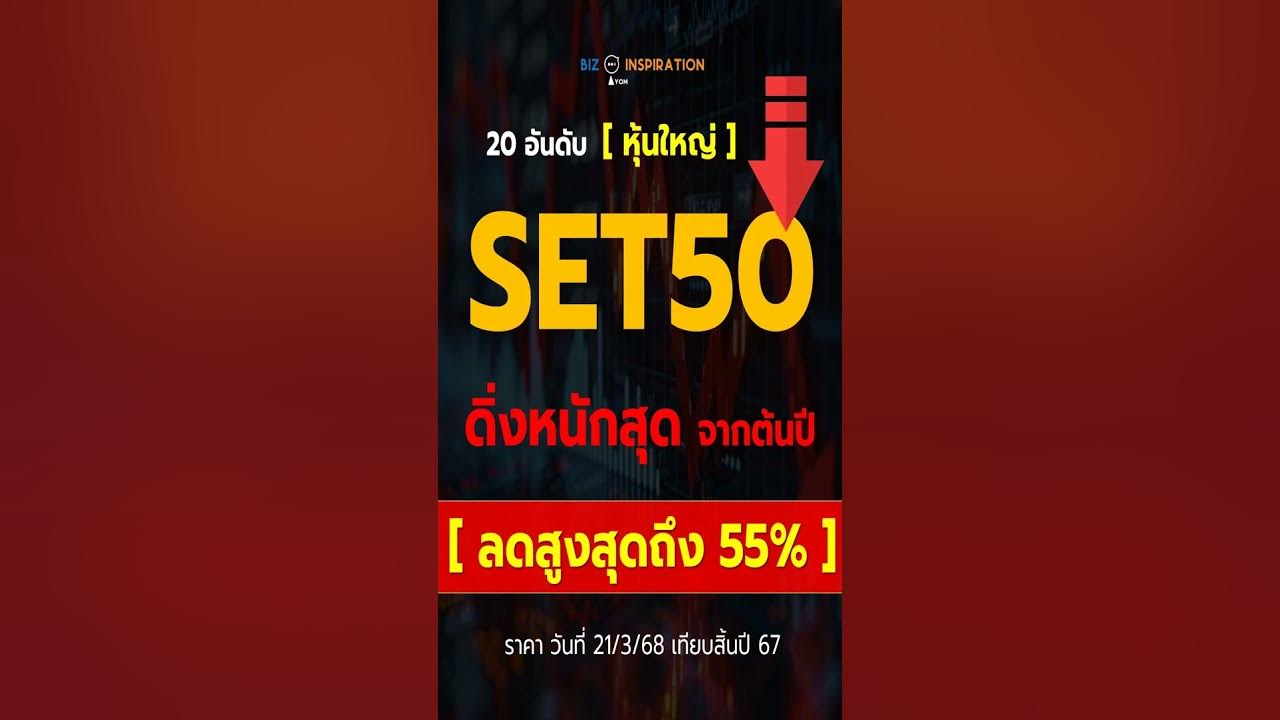 20 อันดับหุ้น SET50 ราคาดิ่งมากสุดจากต้นปี 68 [ ลดสูงสุดถึง 55% ] #set50 #shorts #หุ้นไทย - YouTube