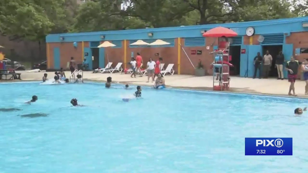 Free public pools open in NYC as possible heat wave looms - YouTube