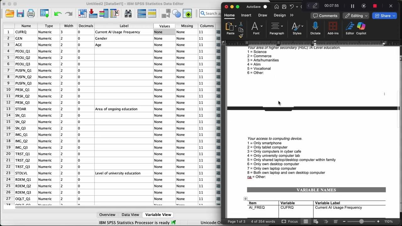Defining the Variables in SPSS Data Editor Variable View - YouTube