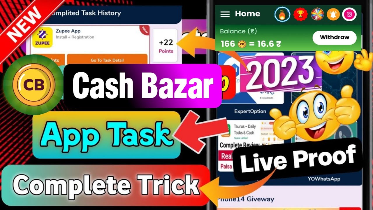 Cash Bazar App Task Complete Trick 2023 | My Cash Bazar App Task Complete Live Proof | Coin ...