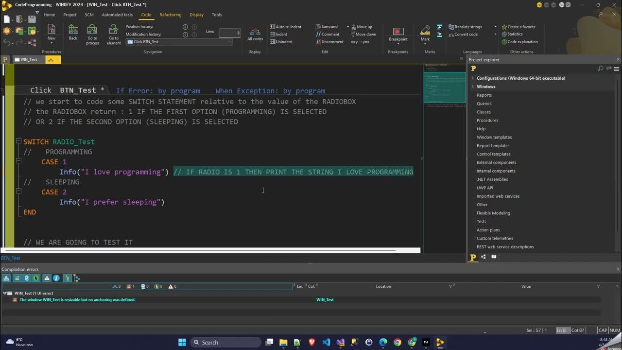 11 - WINDEV PROGRAMMING, SWITCH STATEMENT - YouTube