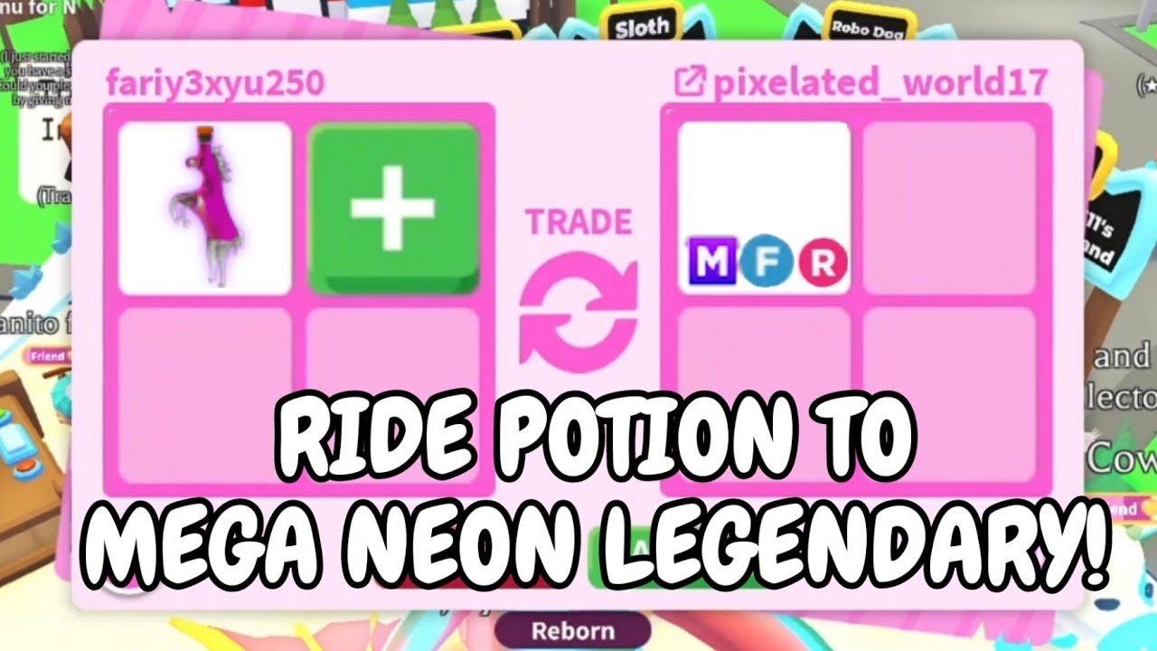 💥2 Weeks Of TRADING RIDE POTION To MEGA NEON LEGENDARY In Adopt Me ...