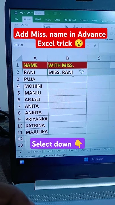 How to add Miss. with name in Ms Excel 😯#excel #shorts #microexcel #exceltricks #exceltips # ...
