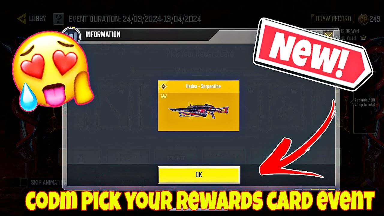 codm pick your rewards card event 2024 | how to get legendary hades ...