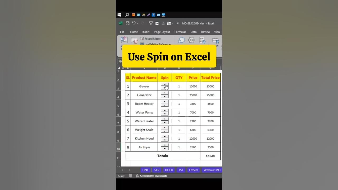 Use Spin in Excel | Excel hacks #exceltutorial #spreadsheetmagic #exceltips #excel #viralvideo ...