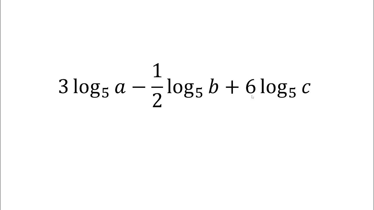 3log_5 (a) - 1/2 log_5 (b) + 6log_5 (c) - YouTube