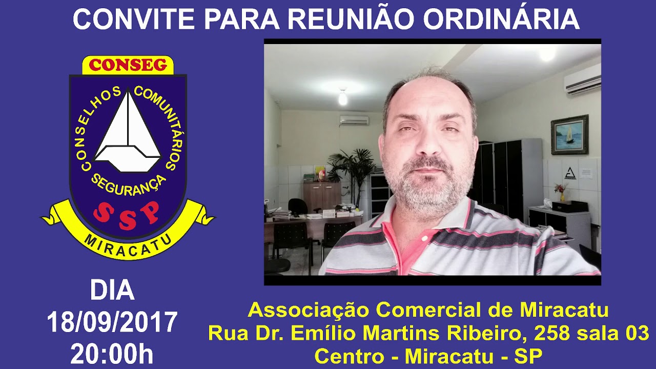 Convite para Reunião do Conseg 092017 - YouTube