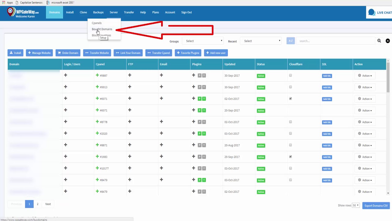 WPGateWay How to Locate Domains Purchased through WPGateWay - YouTube