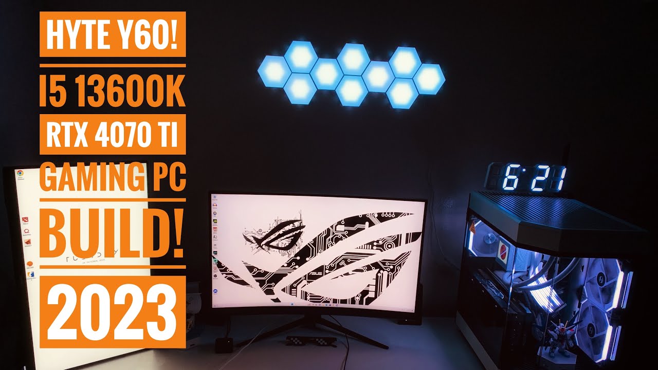Hyte y60 build theme black/white build /dual monitor set up. I5 13600k ...