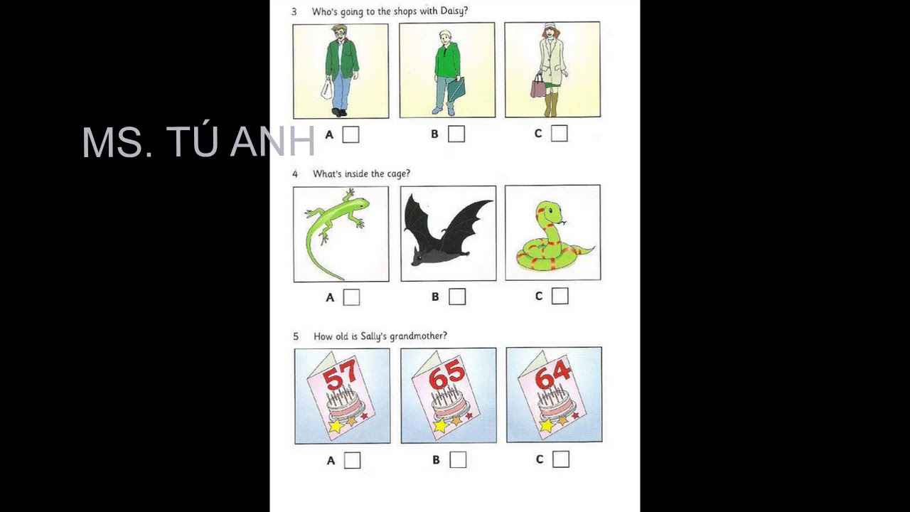 Listening A1, Movers 7, Test 3- Part 4 - YouTube