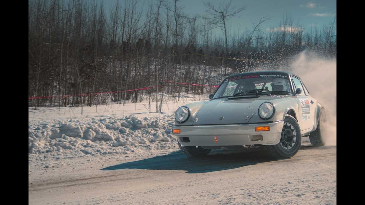 Rally racing my 1981 911 at Sno*drift 2026 SS14 - YouTube