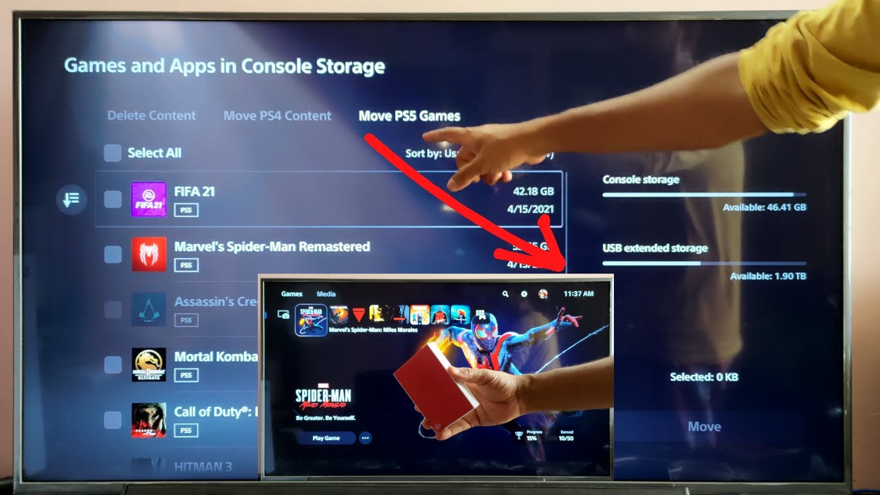 PS5 : How to move PS5 Games from Console Storage to USB Extended ...