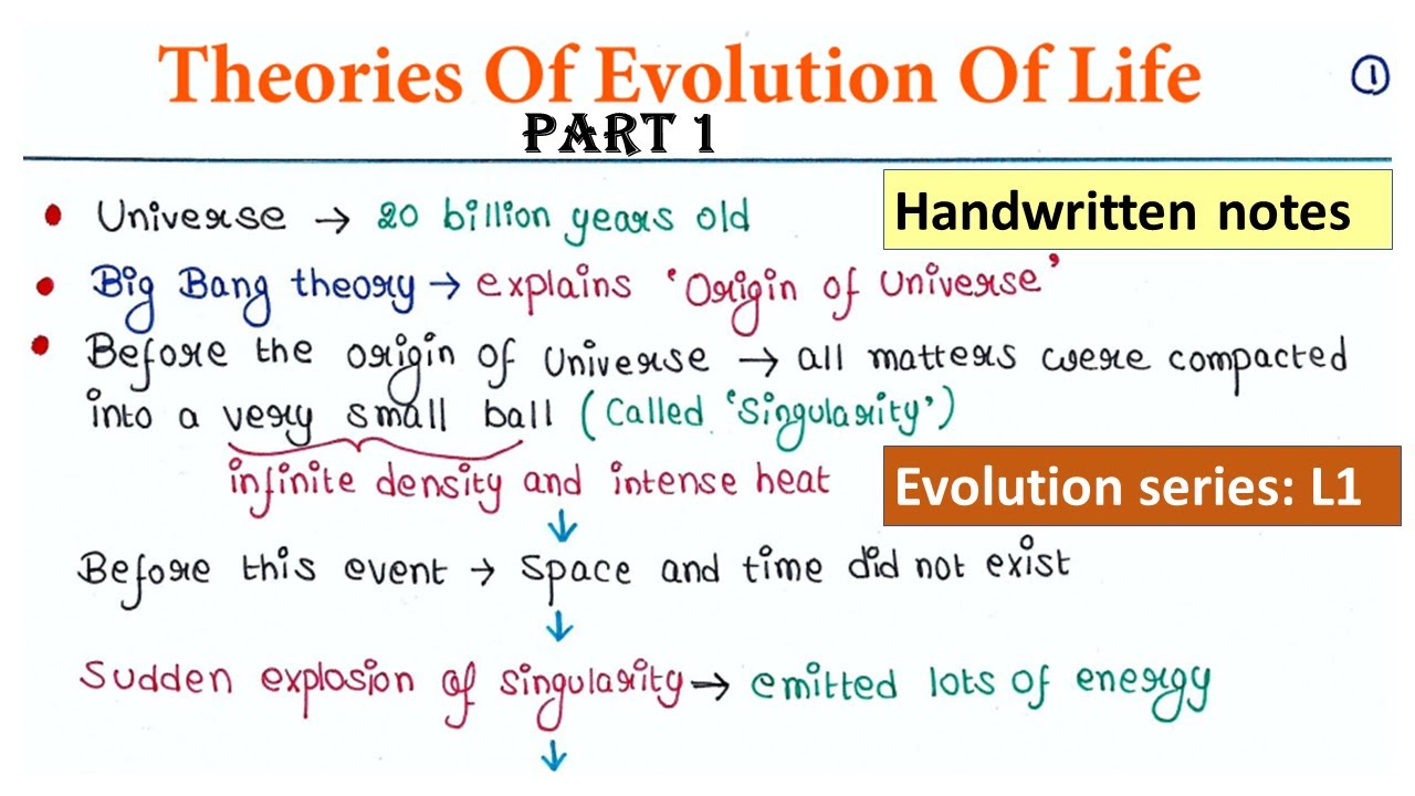 Theories of evolution of life | Part 1 | Handwritten notes - YouTube