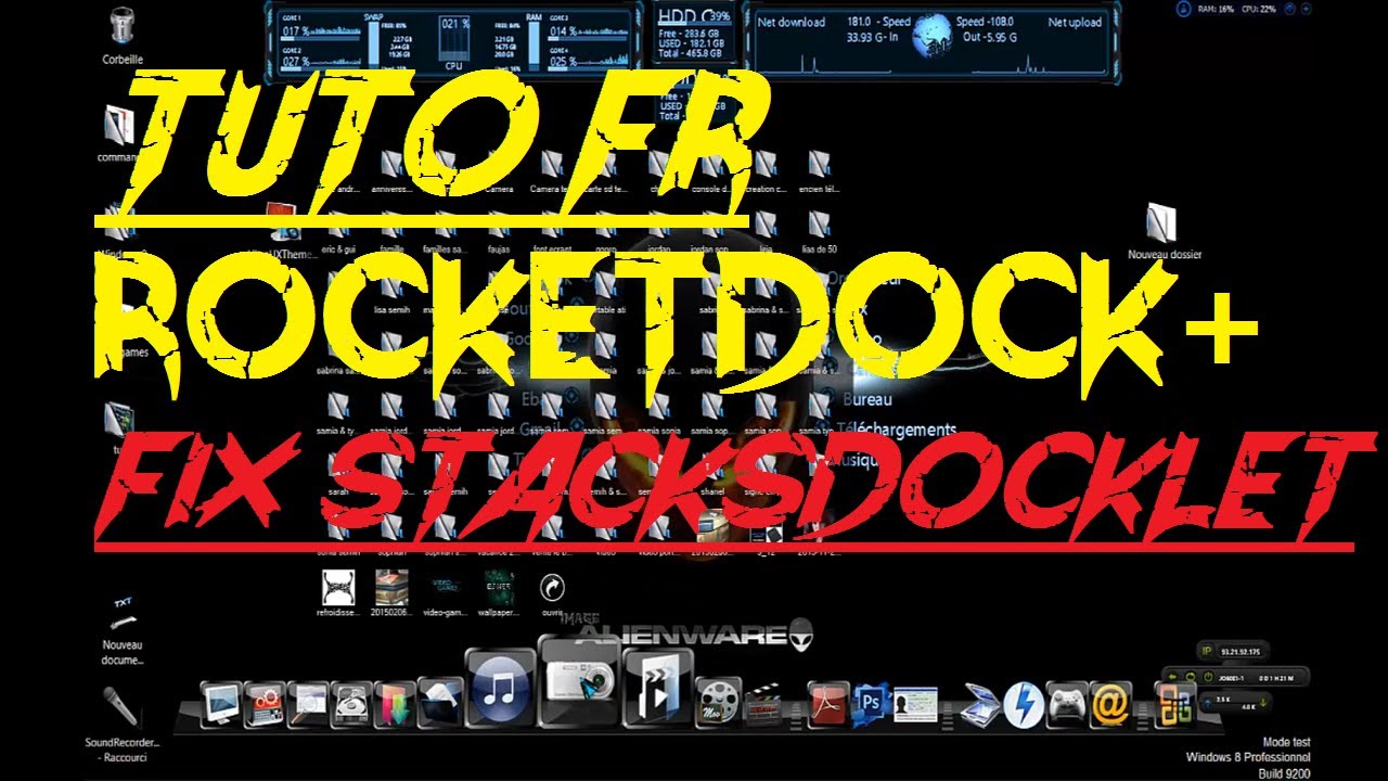rocketdock tuto fr + fix stacks docklet + theme barre icon - YouTube