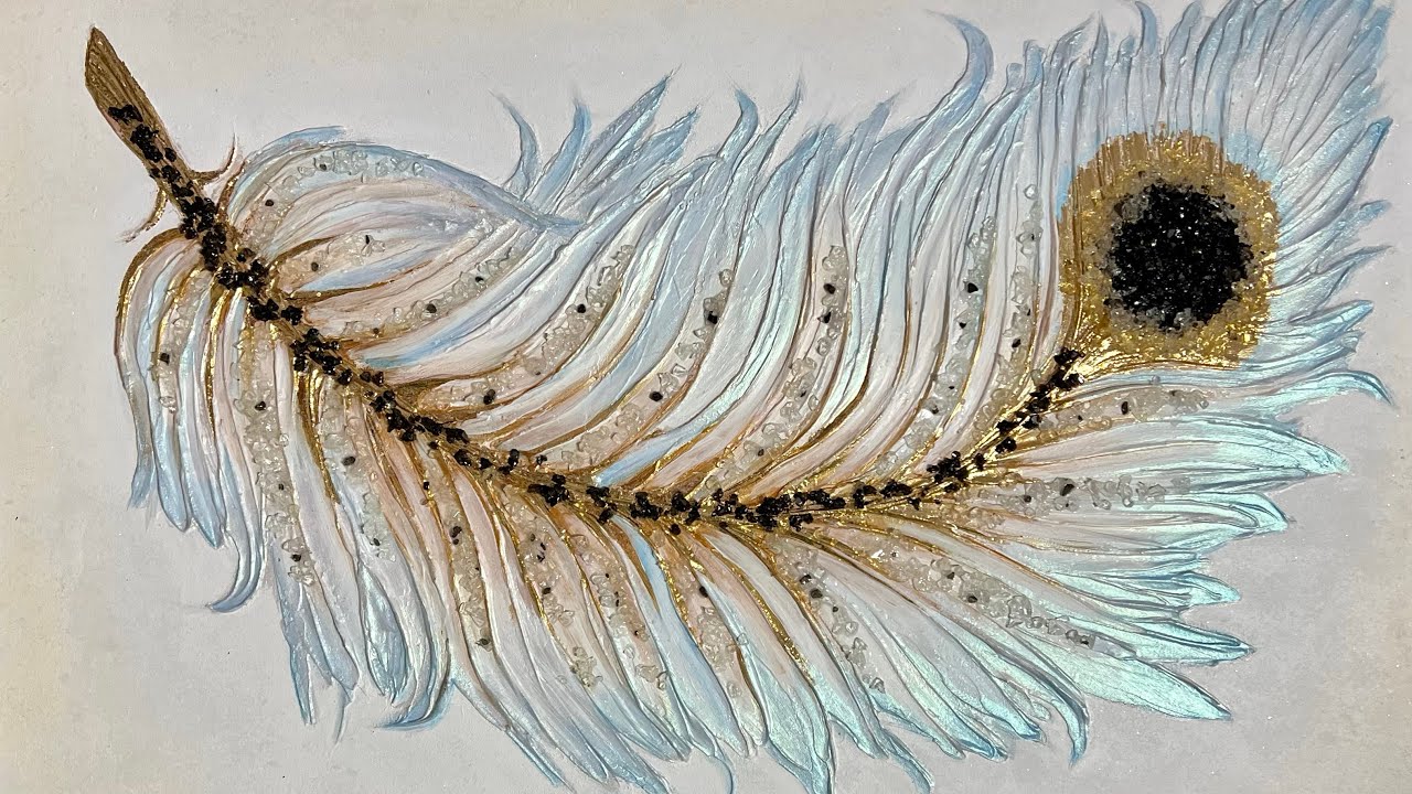 Masterclass. Peacock feather - using texture paste,acrylic paints,gold ...