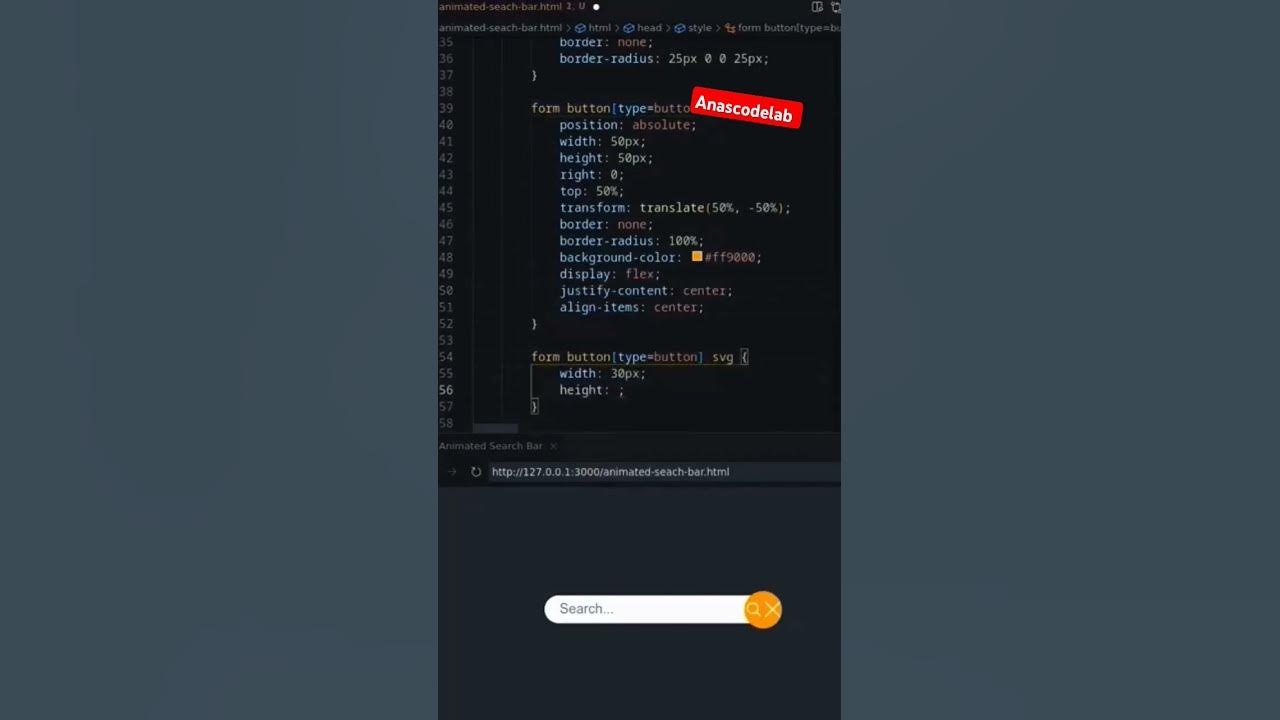 Create A Animated Search Bar Htmldesign Cssresponsive Codemasters Codewithharry Search Css
