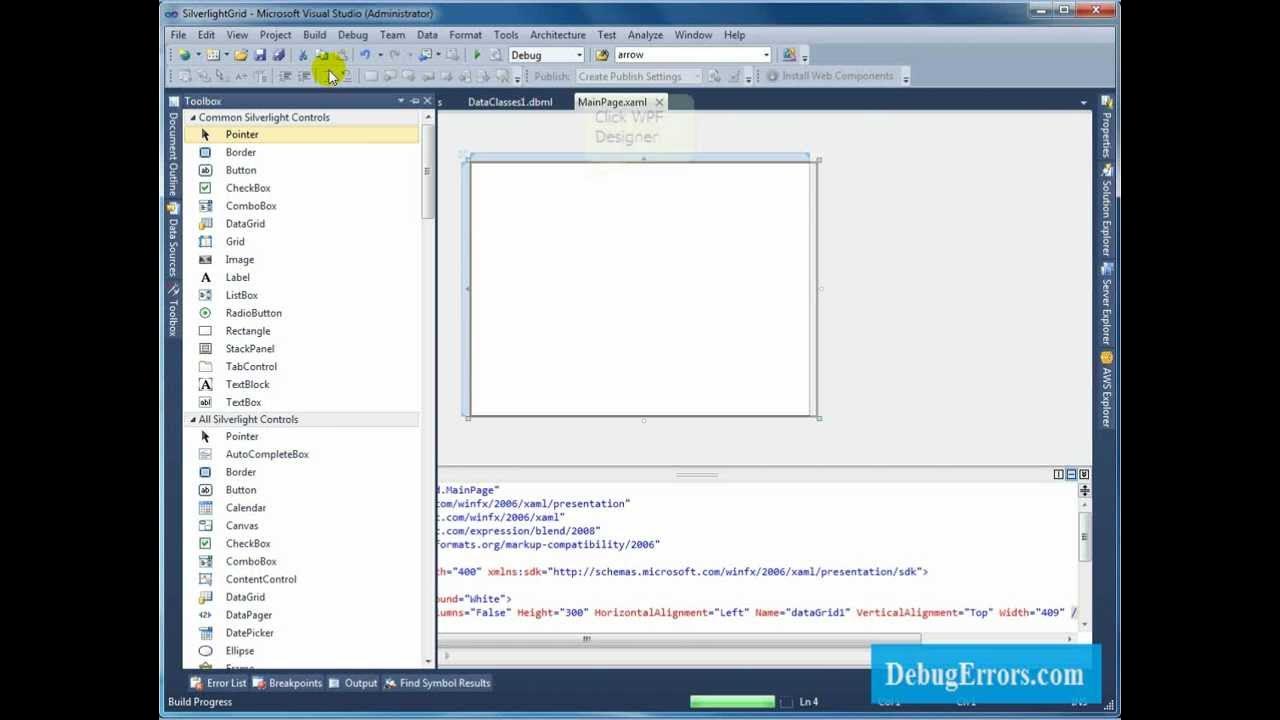 Bind DataGrid with SQL Server in Microsoft Silverlight - YouTube